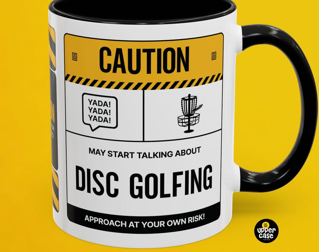 Caution May Start Talking About Disc Golfing Mug - Funny Disc Golf Gift ...
