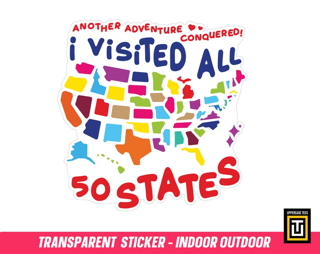 Visit All 50 States Transparent Sticker, 50 States Travel Challenge ...