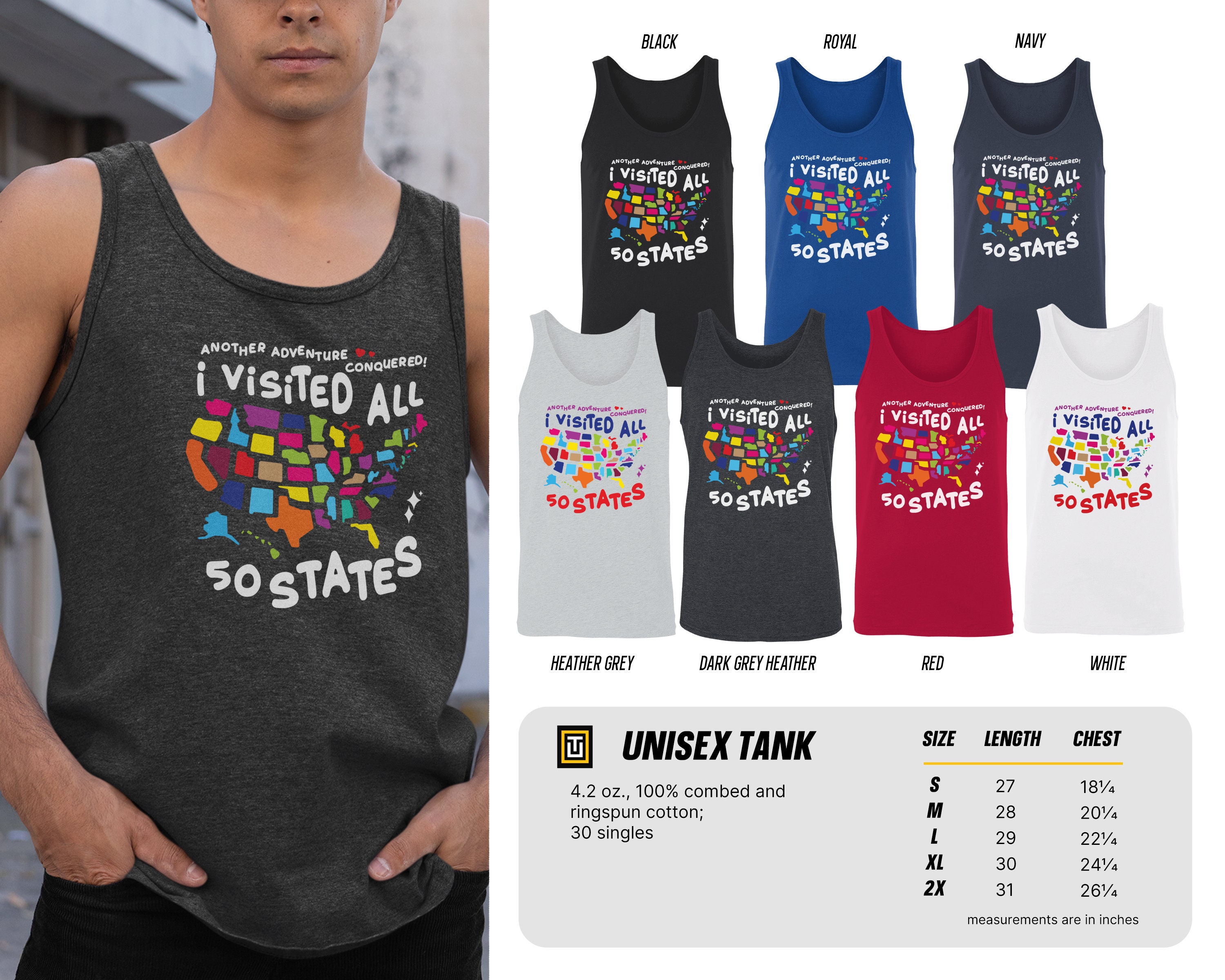 Visit All 50 States Shirt, 50 States Travel Challenge Tee, United ...