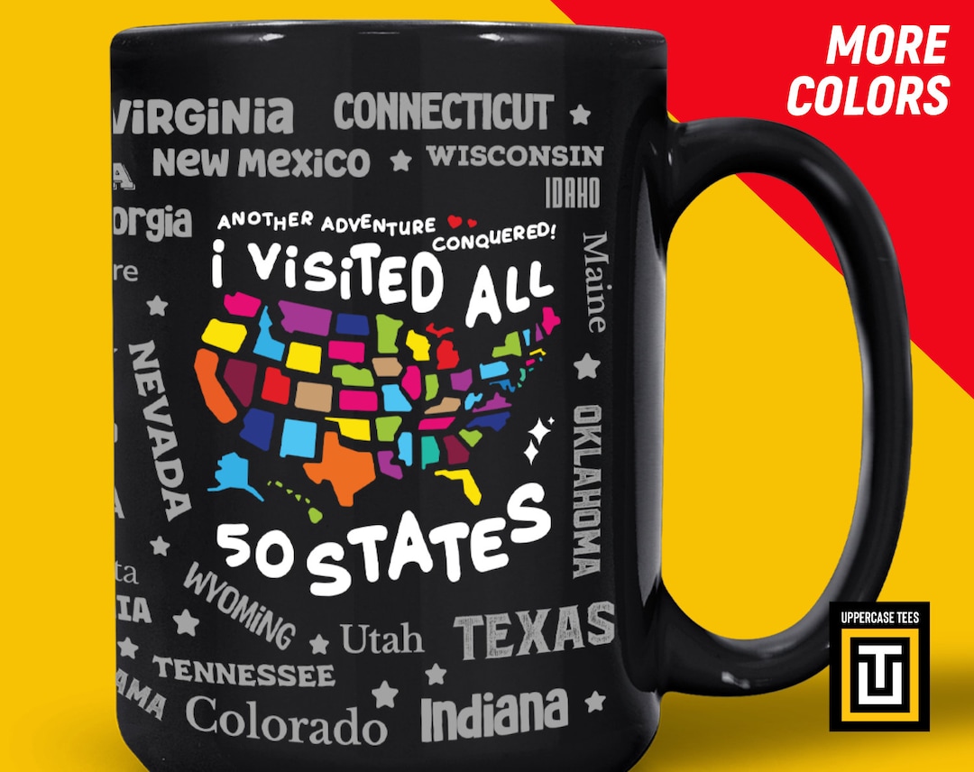 Visit All 50 States Mug, 50 States Travel Challenge Coffee Cup, United ...