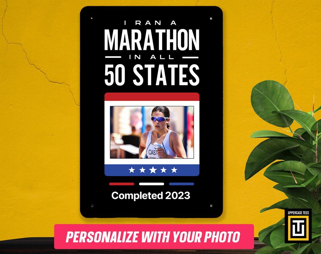 Personalized 50 State Marathon Plaque Aluminum Plate 8" x 12", I Ran a ...