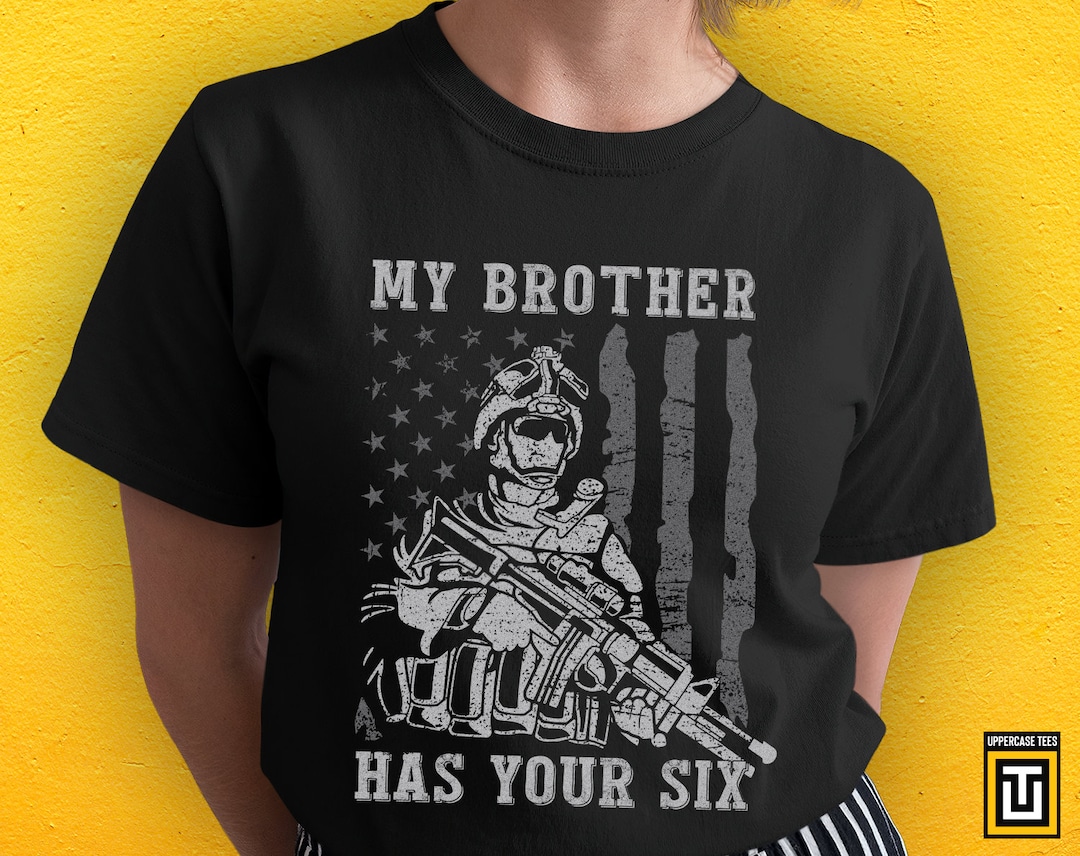 Army Brother T-shirt, Military Sibling, American Flag, My Brother Has ...