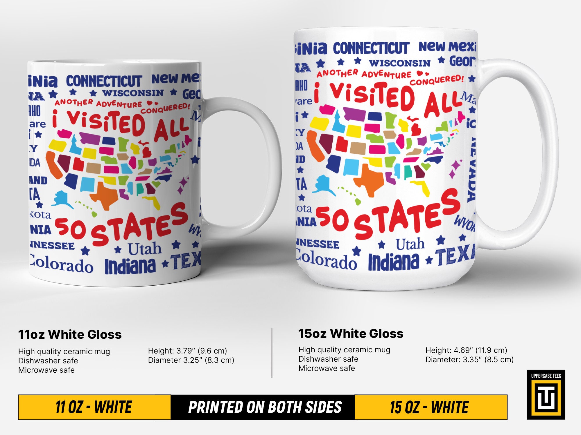 Visit All 50 States Mug, 50 States Travel Challenge Coffee Cup, United ...