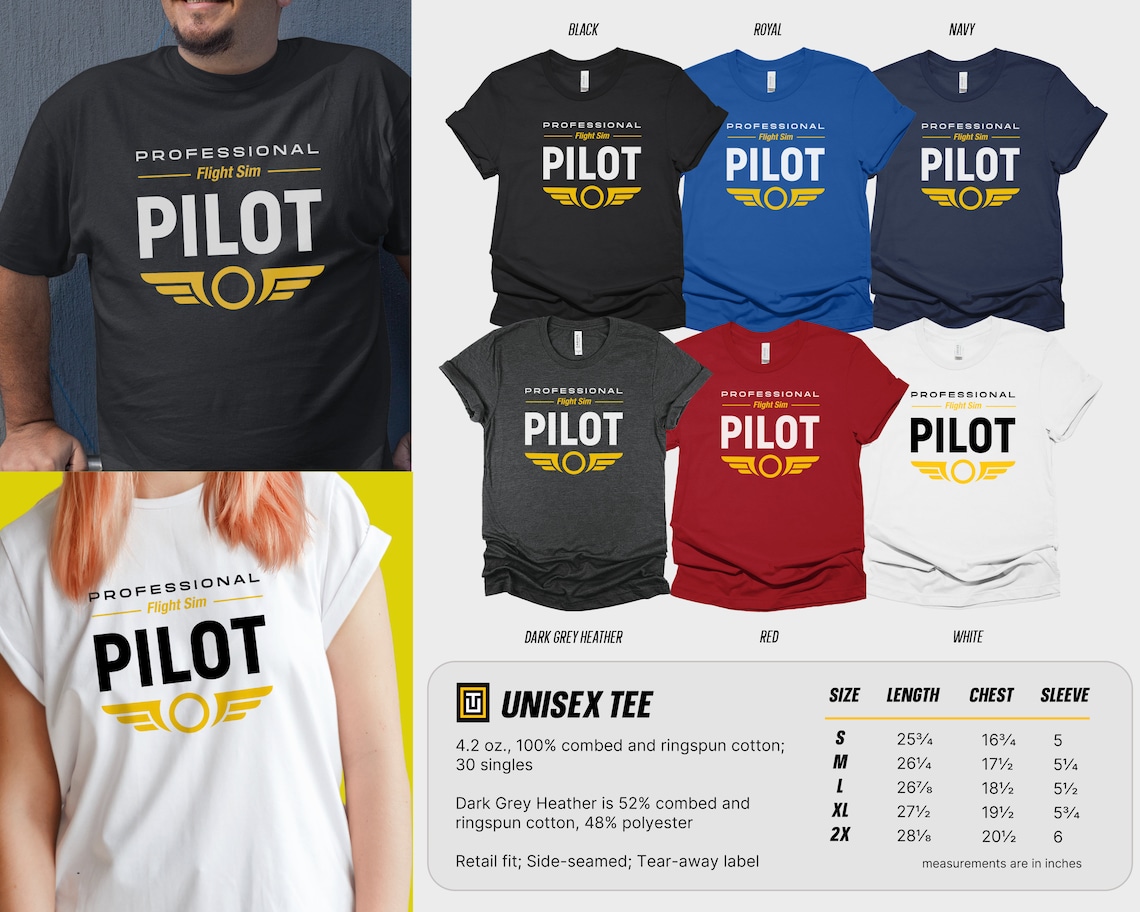Professional Flight Sim Pilot Shirt, Flight Simulator Tee, Funny Pilot ...