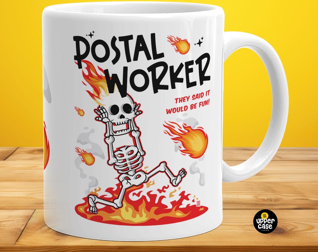 Funny Postal Worker Mug: Skeleton Running From Fire - Etsy