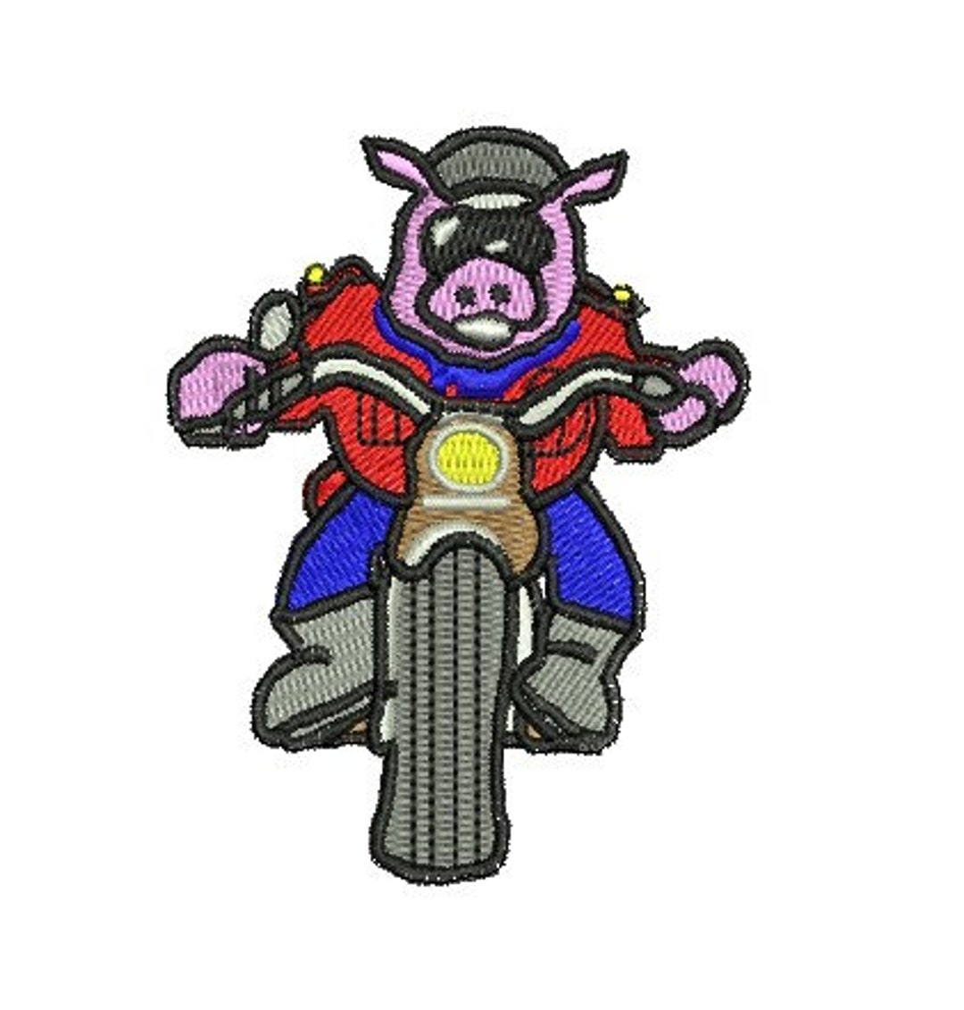 Piggy Biker Embroidery Design - Etsy