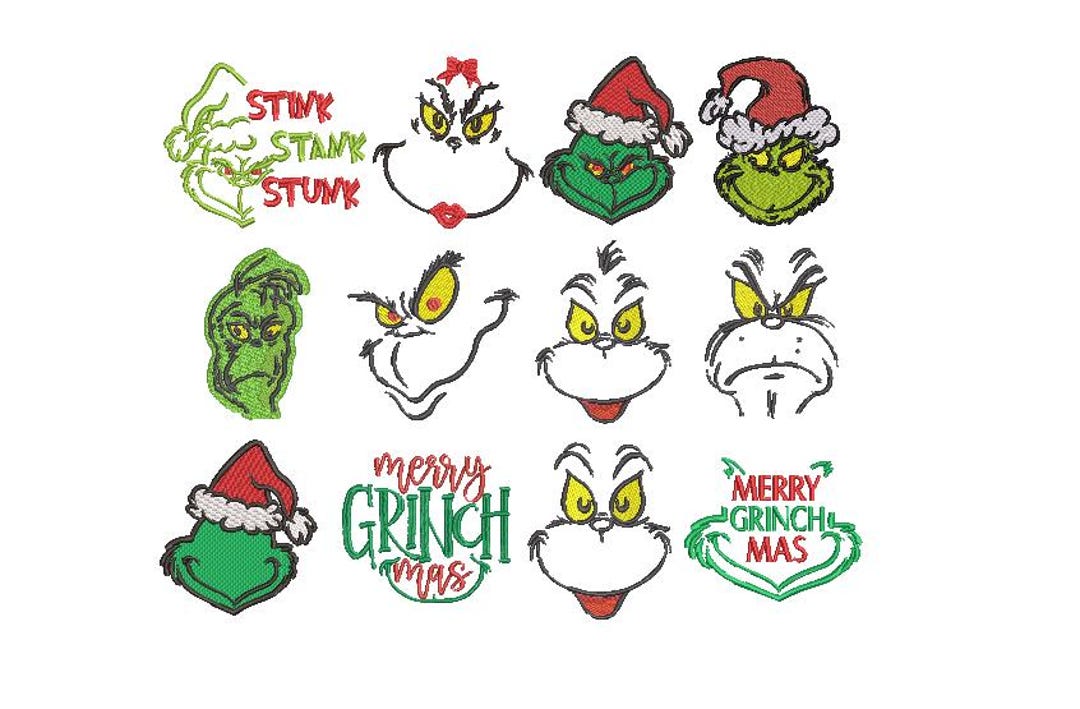 Grinch Machine Embroidery Design Bundle 2, Dst, Pes, Jef, Exp, Hus, Xxx ...