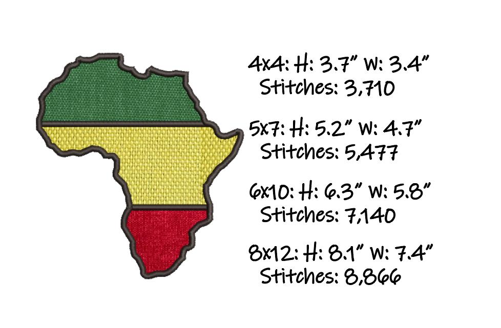 Africa Map Applique Machine Embroidery Files, Dst, Pes, Jef, Exp, Hus ...