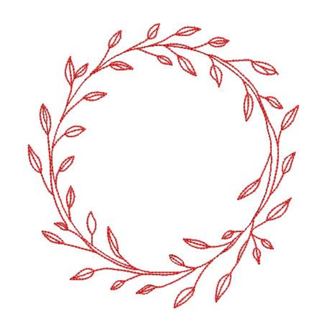 Circle Leaf Border Redwork 2 Machine Embroidery Design Files - Etsy