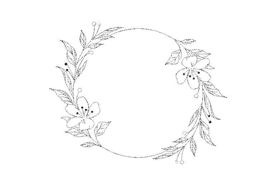 Circle Floral Border Blackwork Machine Embroidery Design Files - Etsy