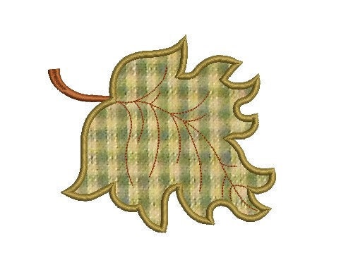 Autumn leaf applique machine embroidery design | Etsy