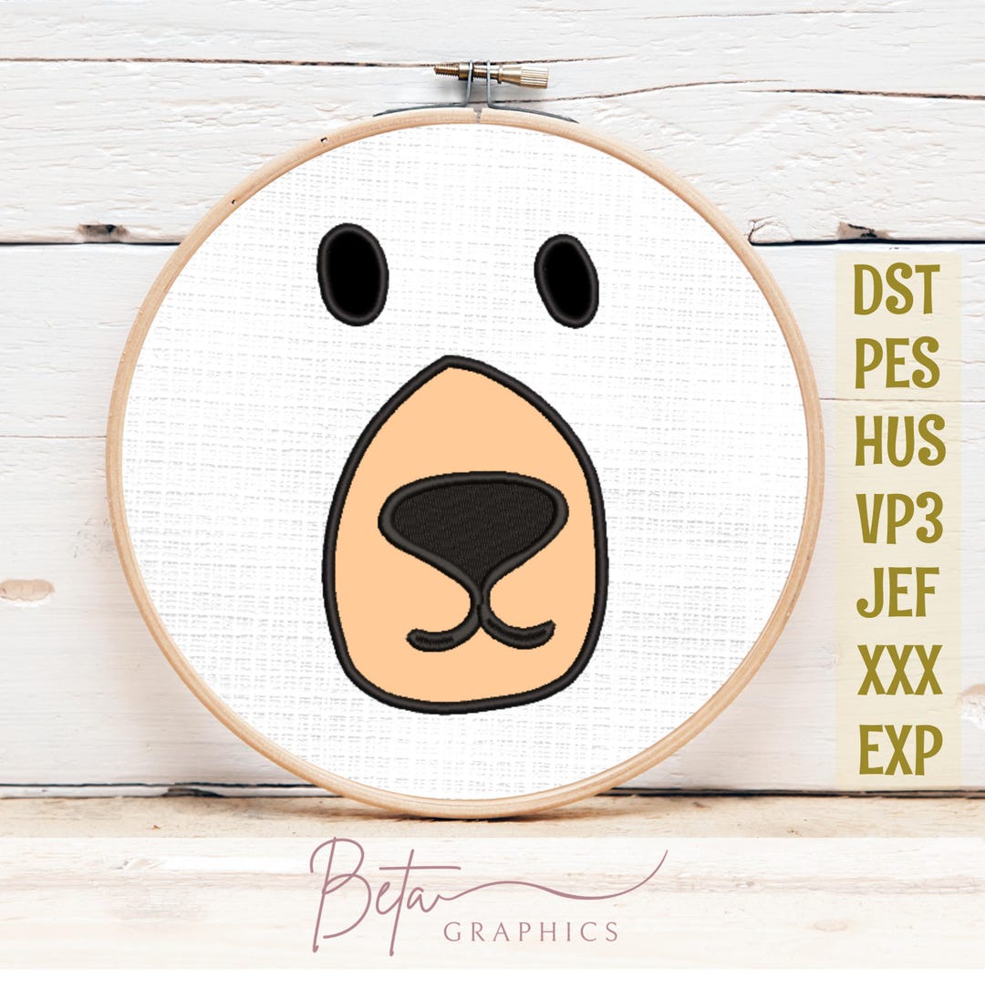 Bear Face Applique Machine Embroidery Design, Dst, Pes, Jef, Exp, Hus ...