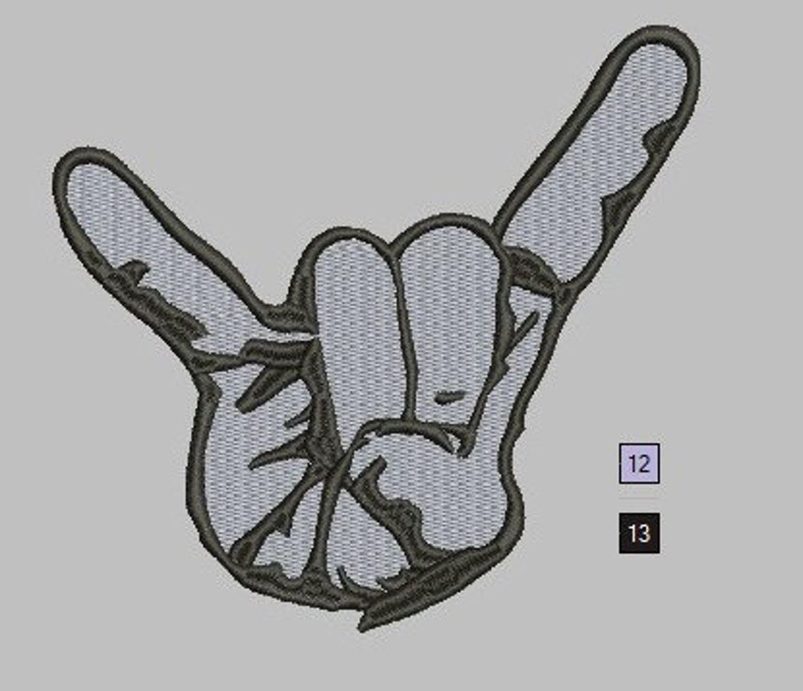 Hand Sign Machine Embroidery Design - Etsy