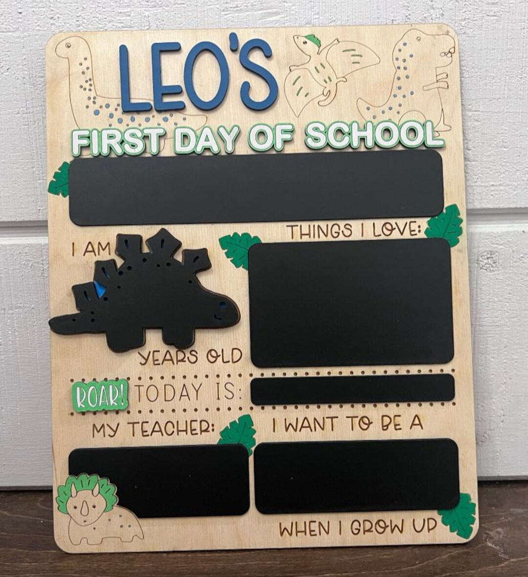 Personalized Dinosaur Themed First Day of School Sign - Back to School ...