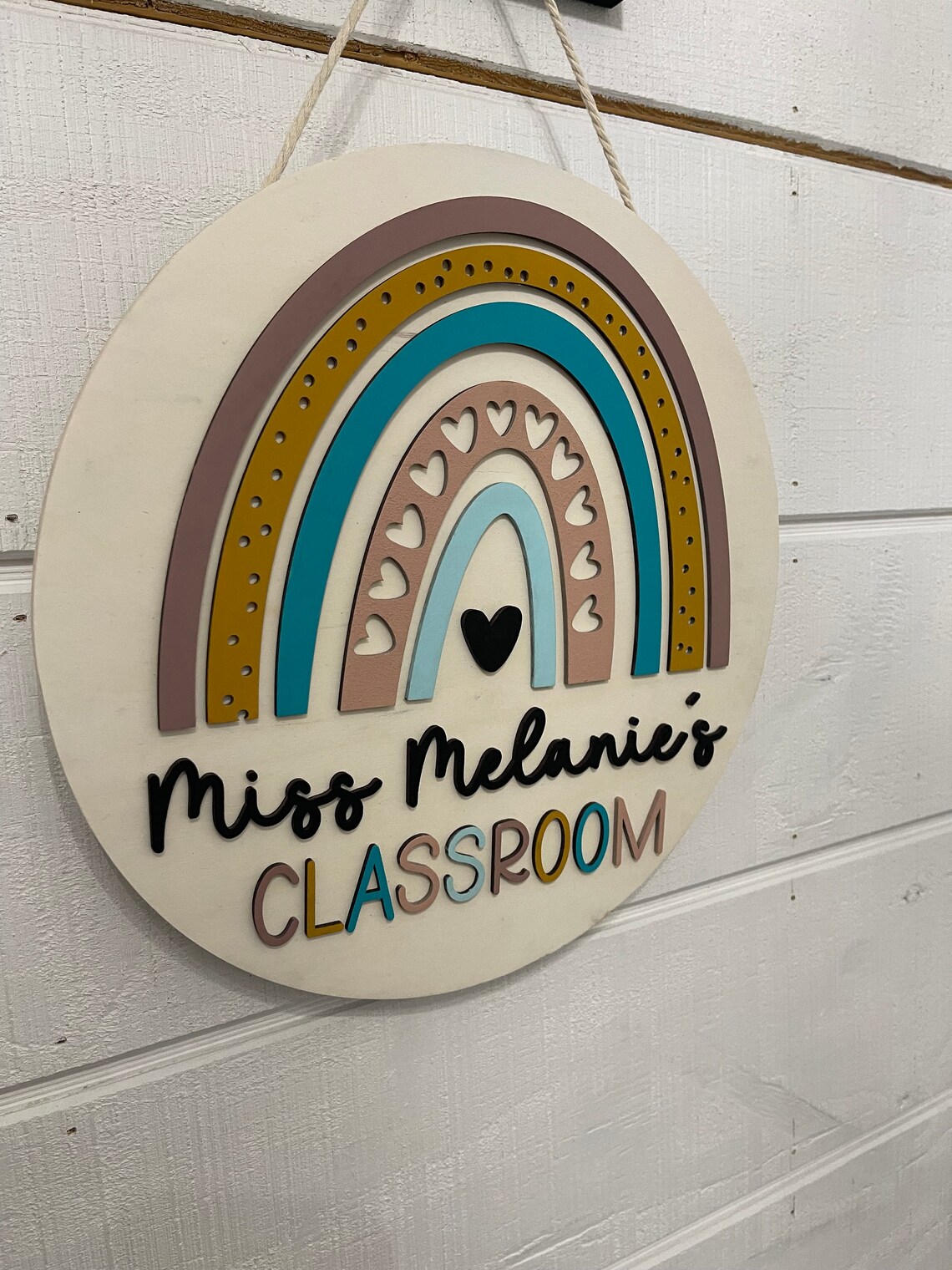 Personalized Wooden Boho Rainbow Classroom Sign Teacher - Etsy