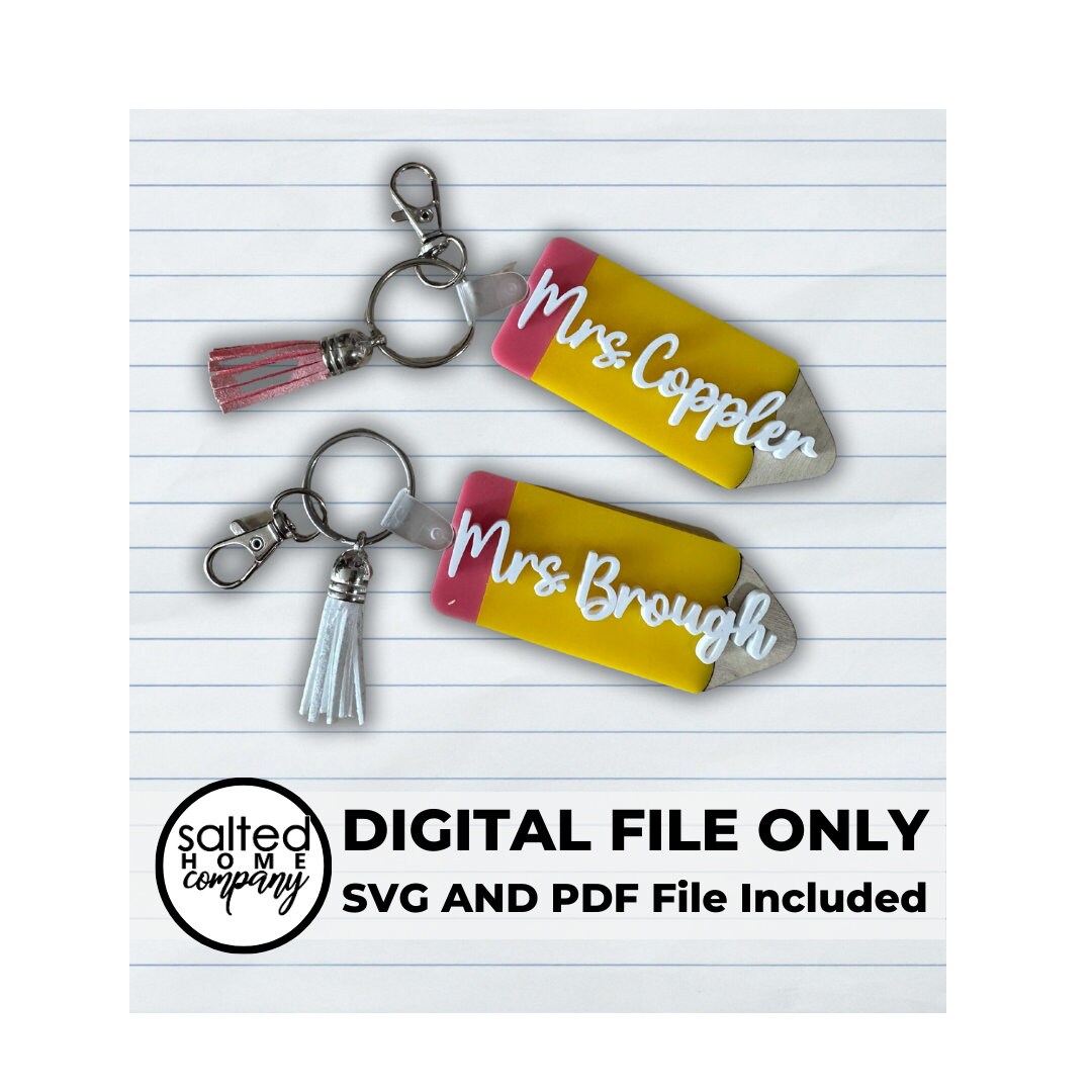 Digital File Only - Teacher Pencil Keychain - Customized Pencil Teacher ...