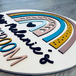 Personalized Wooden Boho Rainbow Classroom Sign - Teacher Classroom ...
