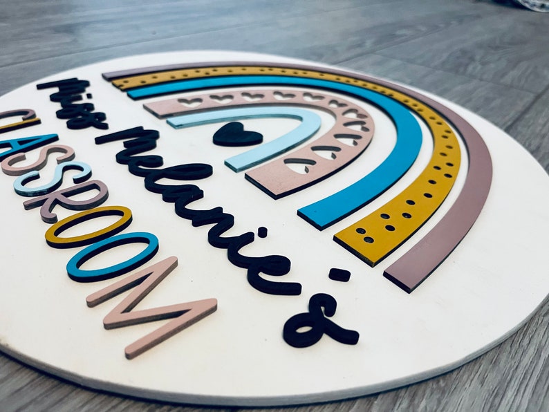 Personalized Wooden Boho Rainbow Classroom Sign Teacher - Etsy