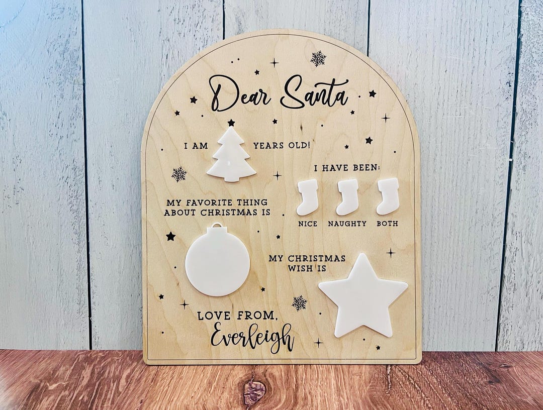 Dear Santa Board Dear Santa Sign Child Christmas Eve Tradition Letter ...