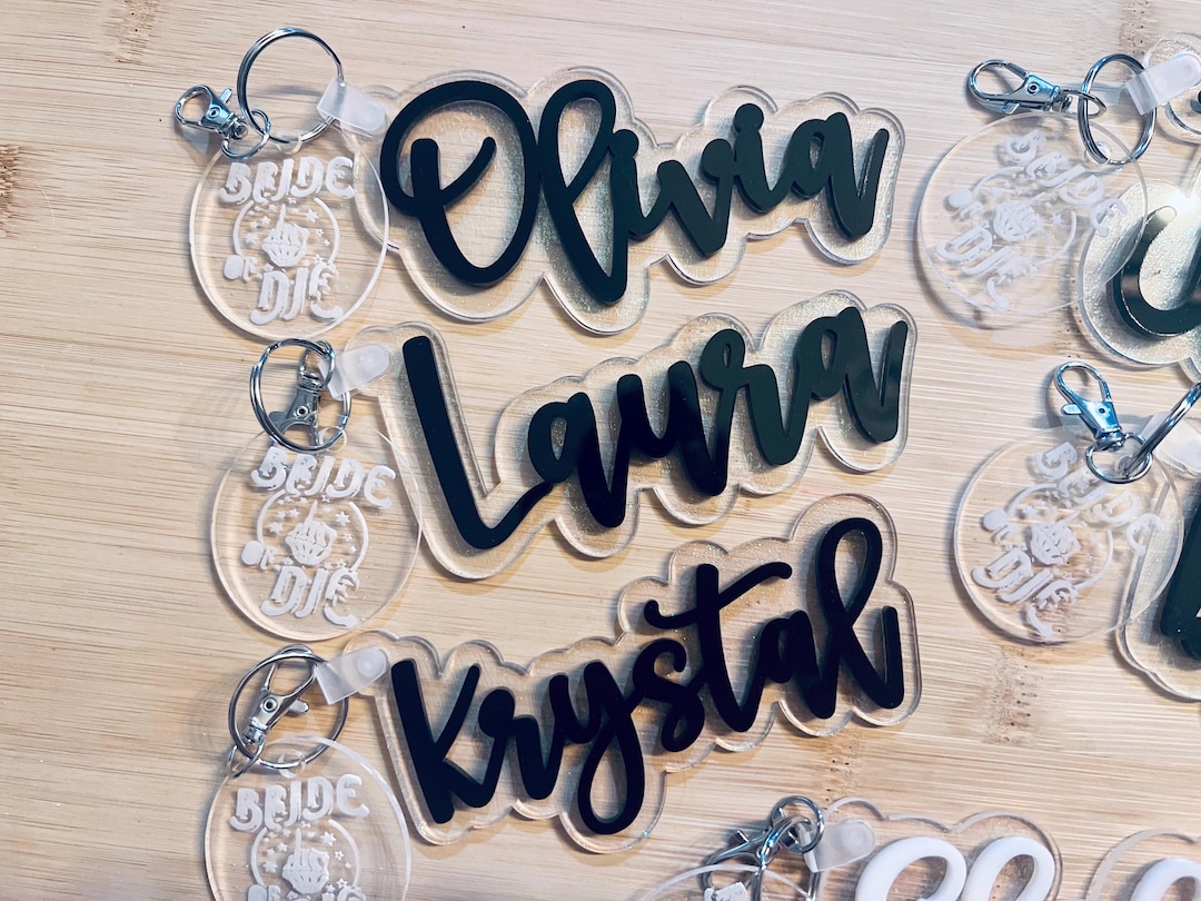 Personalized Acrylic Name Keychain - Gift - Bag Tag Keychain - Wedding ...