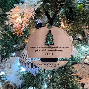 Personalized Child's Height Christmas Ornament - Ribbon Height Ornament ...
