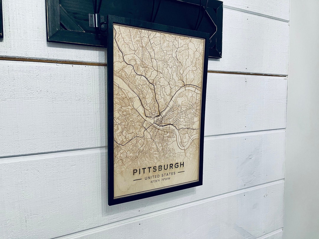 Engraved City Map Wall Art Framed Wall Art Custom City Map Wall Hanging ...