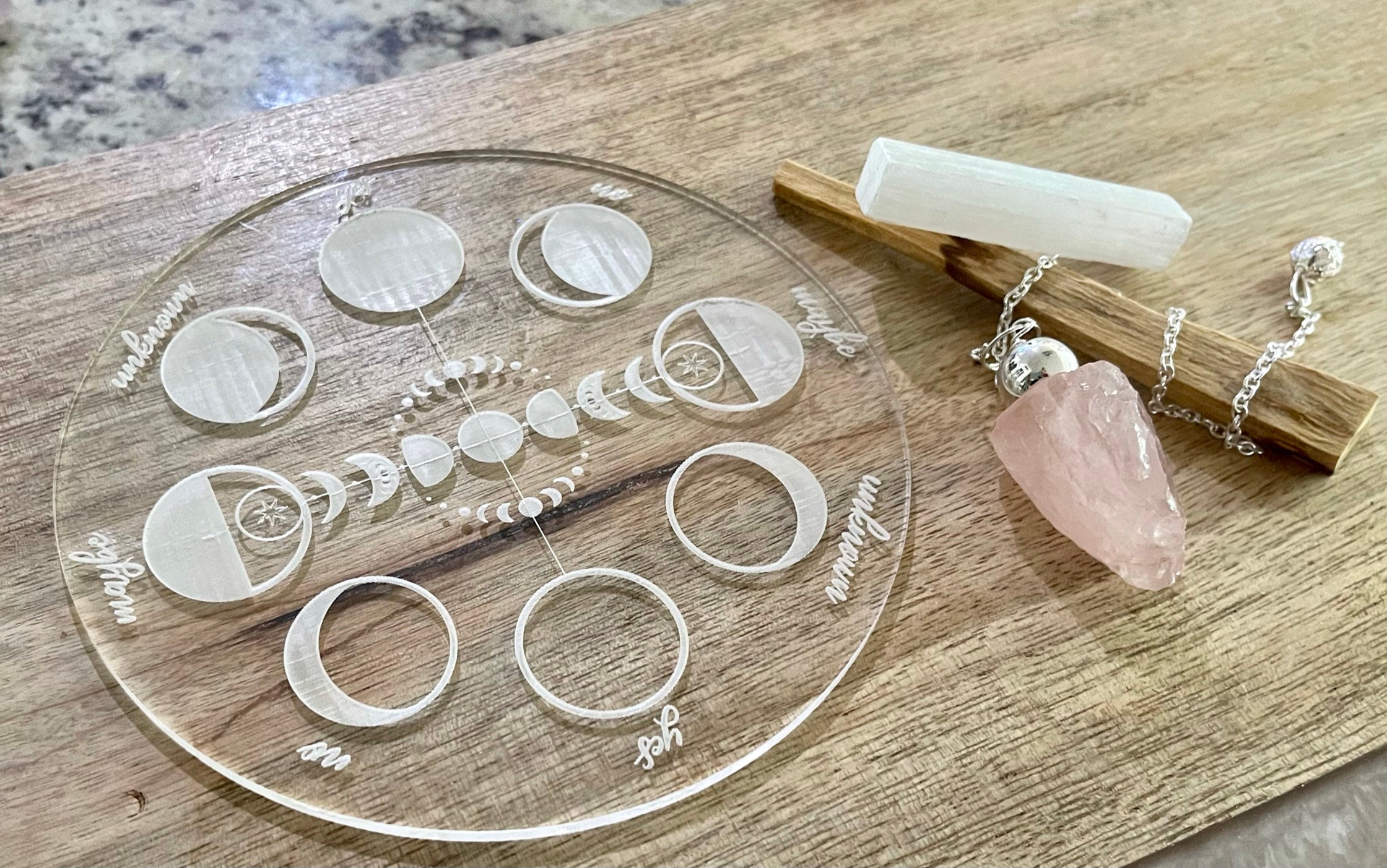 5 Moon Phase Engraved Pendulum Board Acrylic Pendulum - Etsy