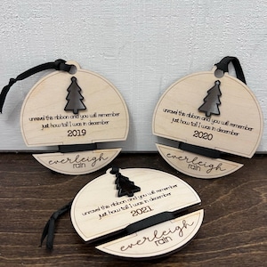 Personalized Child's Height Christmas Ornament - Ribbon Height Ornament ...