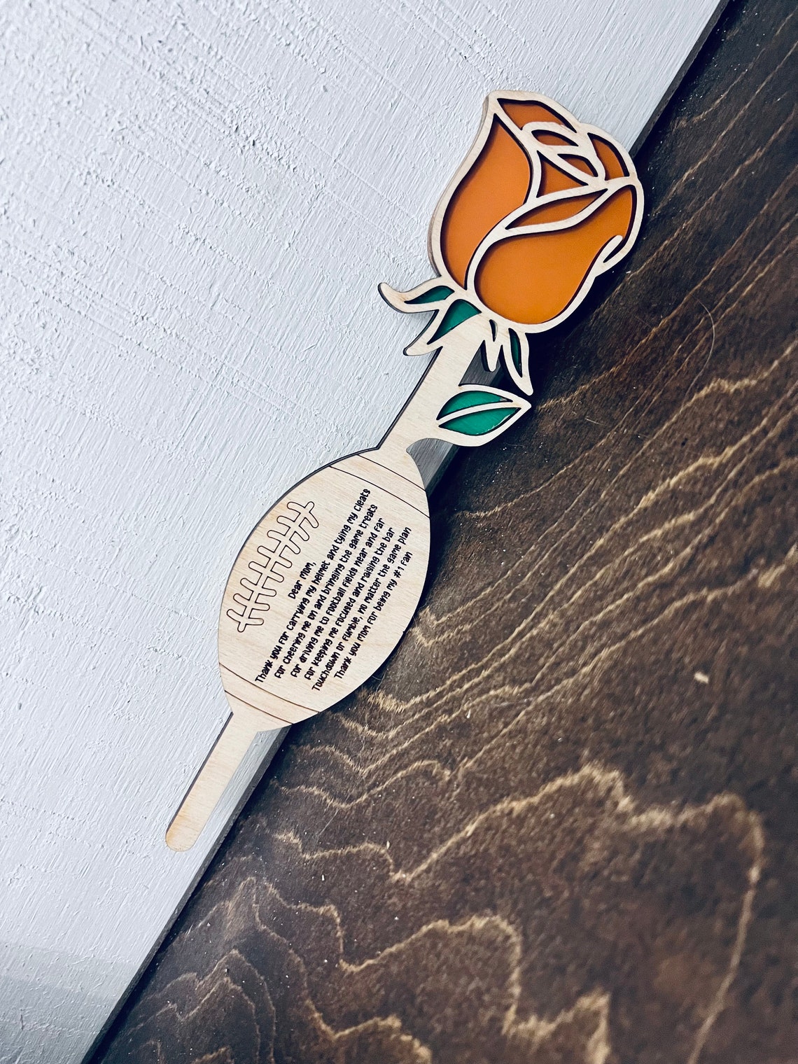 Wooden Football Rose Gift for Mom - Football Mom - Wooden Rose for ...
