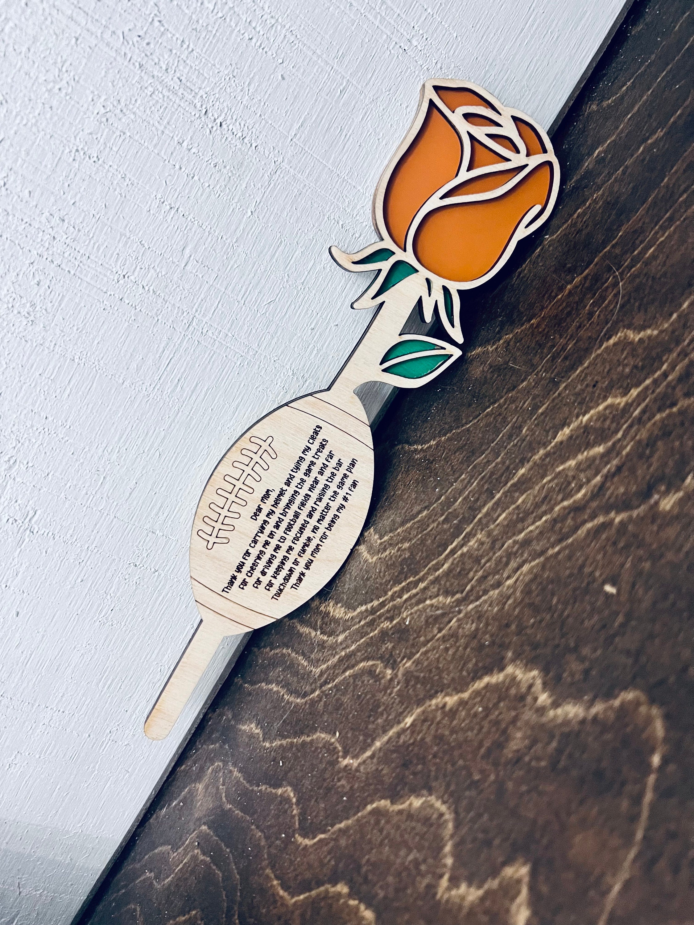 Wooden Football Rose Gift for Mom - Football Mom - Wooden Rose for ...