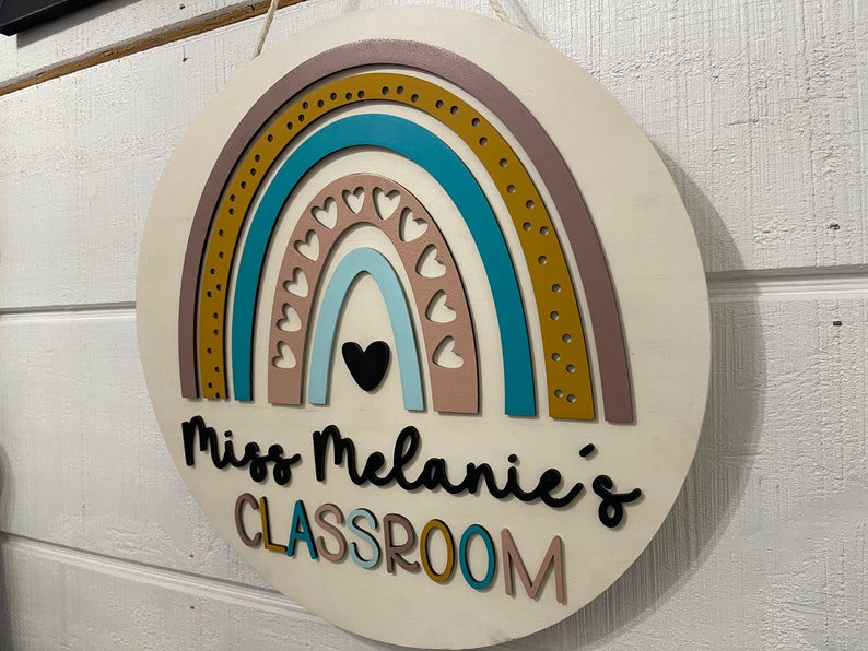 Personalized Wooden Boho Rainbow Classroom Sign Teacher - Etsy