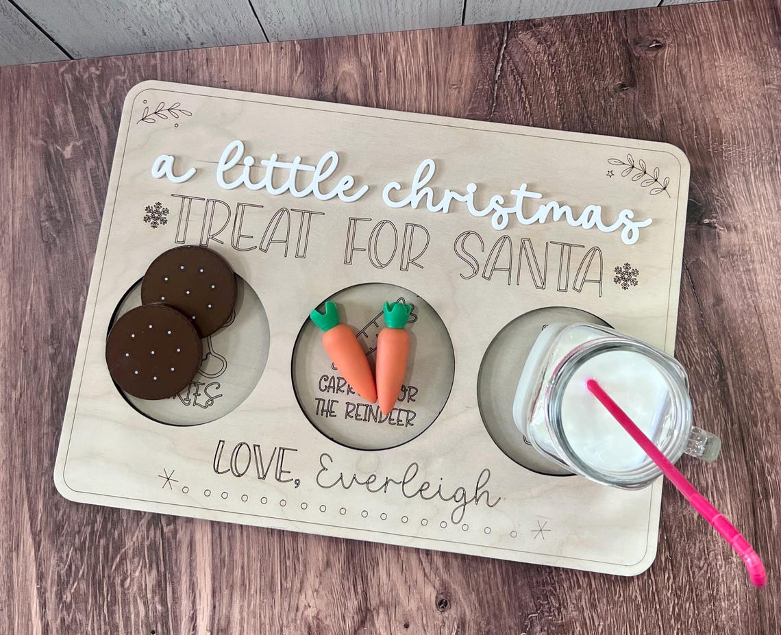 Custom Santa Treat Tray - Christmas Eve Decor - Carrots for Reindeer ...