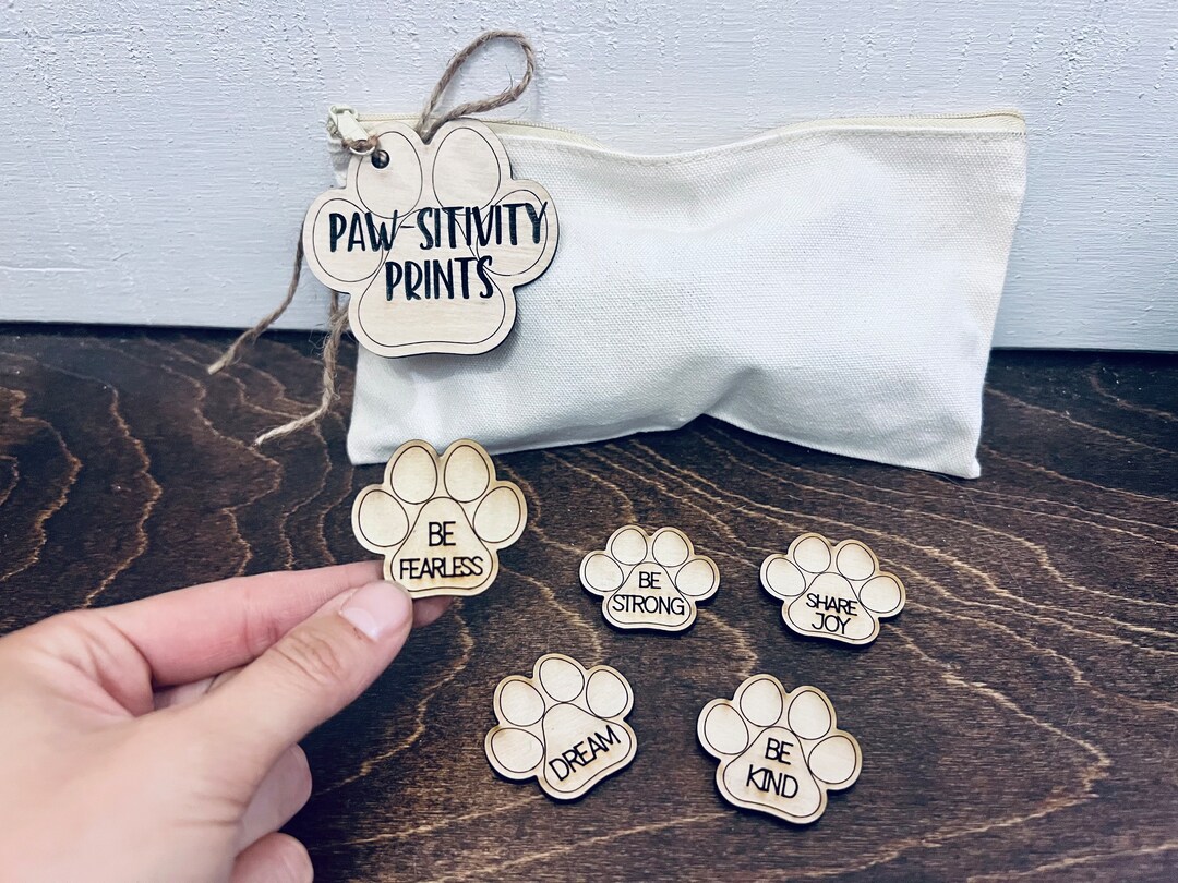 Custom Positivity Themed Tokens - Wooden Positivity Tokens - Paw ...