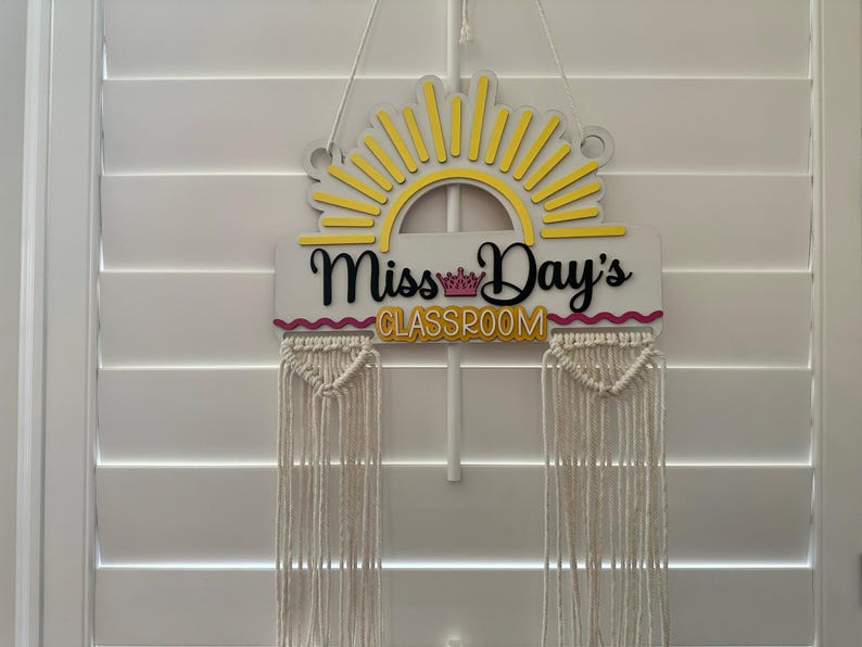Sunshine Macrame Themed Classroom Welcome Sign - Sun - 3D Wooden ...