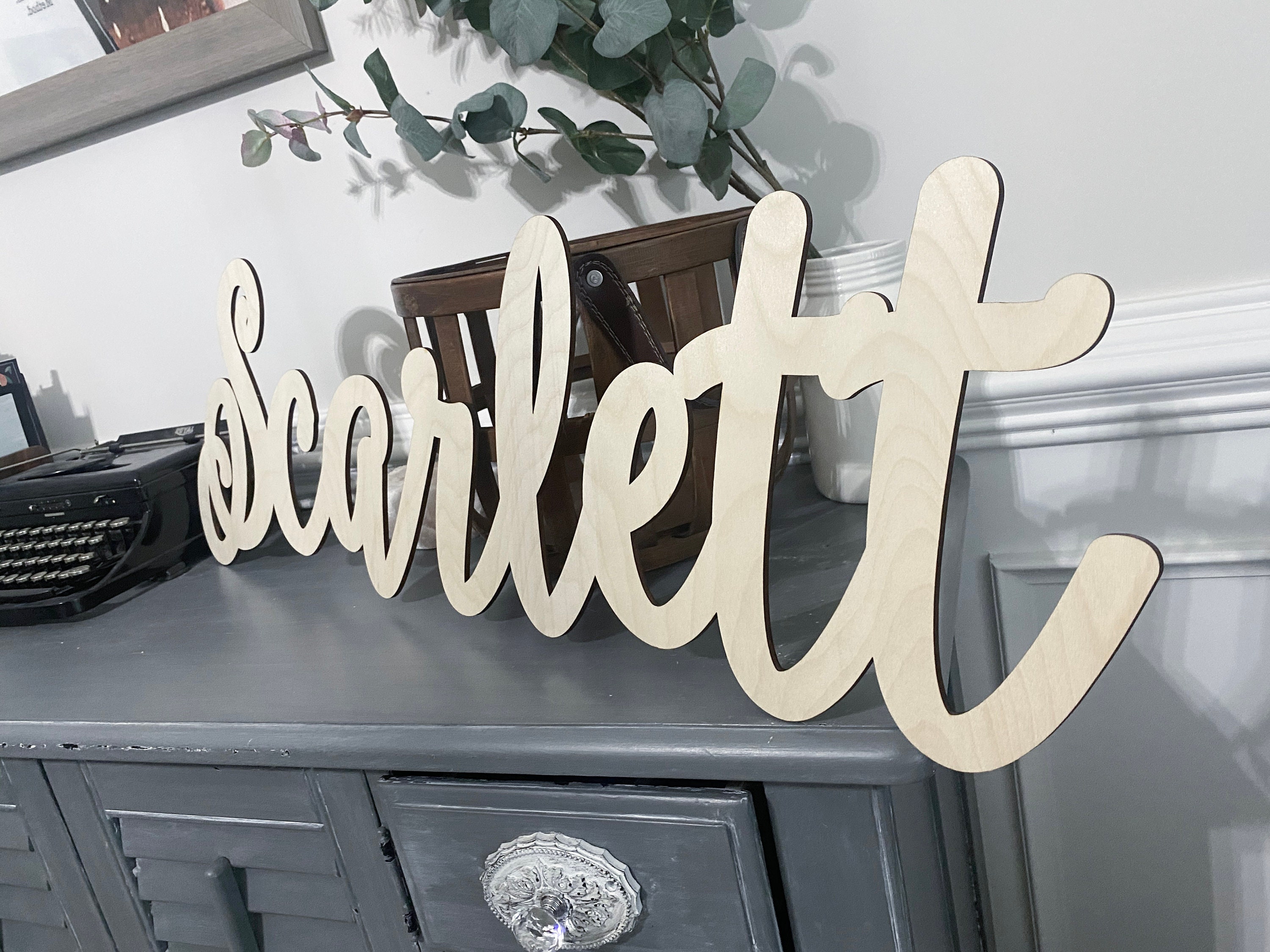 Custom Wooden Laser Cut Name Sign Large Wooden Name Sign | Etsy