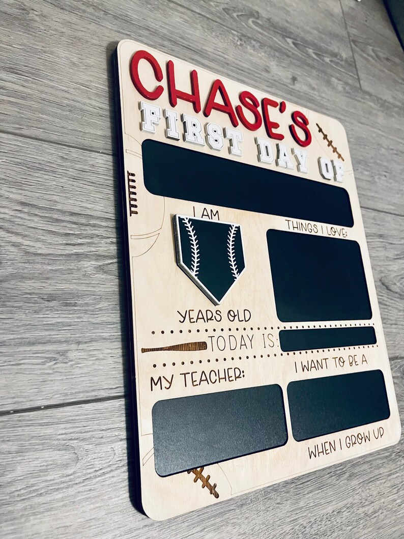Personalized Wooden Engraved Sports Themed First Day of School Sign ...