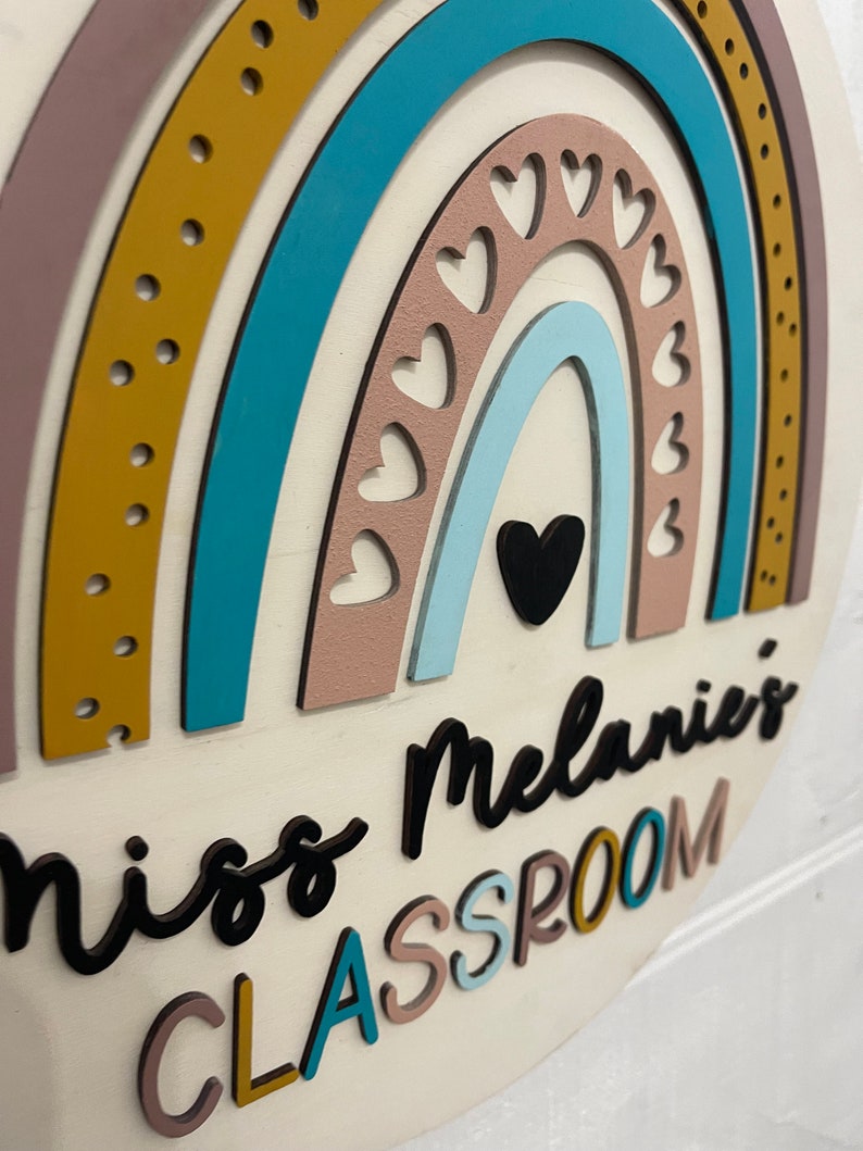 Personalized Wooden Boho Rainbow Classroom Sign Teacher - Etsy