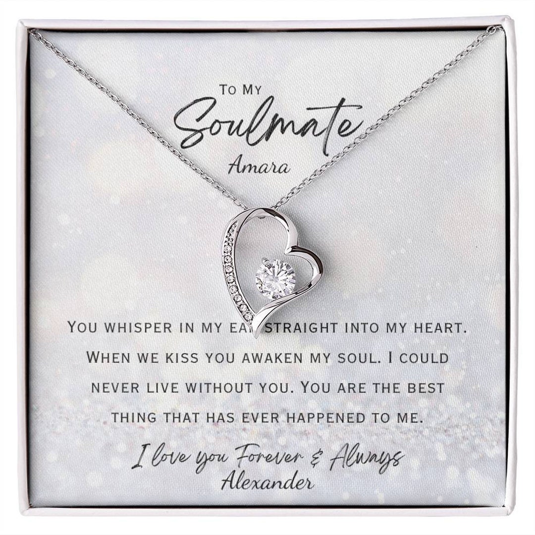 To My Soulmate With Custom Names: Whisper in My Ear Heart Necklace/ Anniversary, Birthday ...