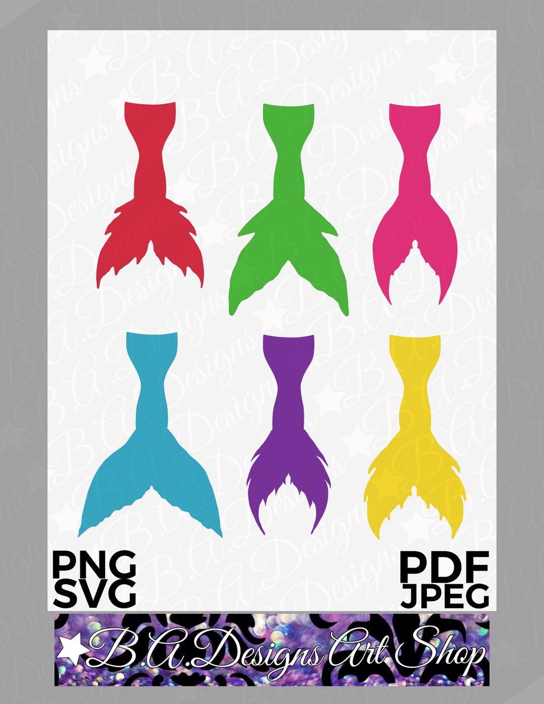 Mermaid Tail Pack Svg, PNG, Jpeg, Pdf, Mermaid Digital Download ...