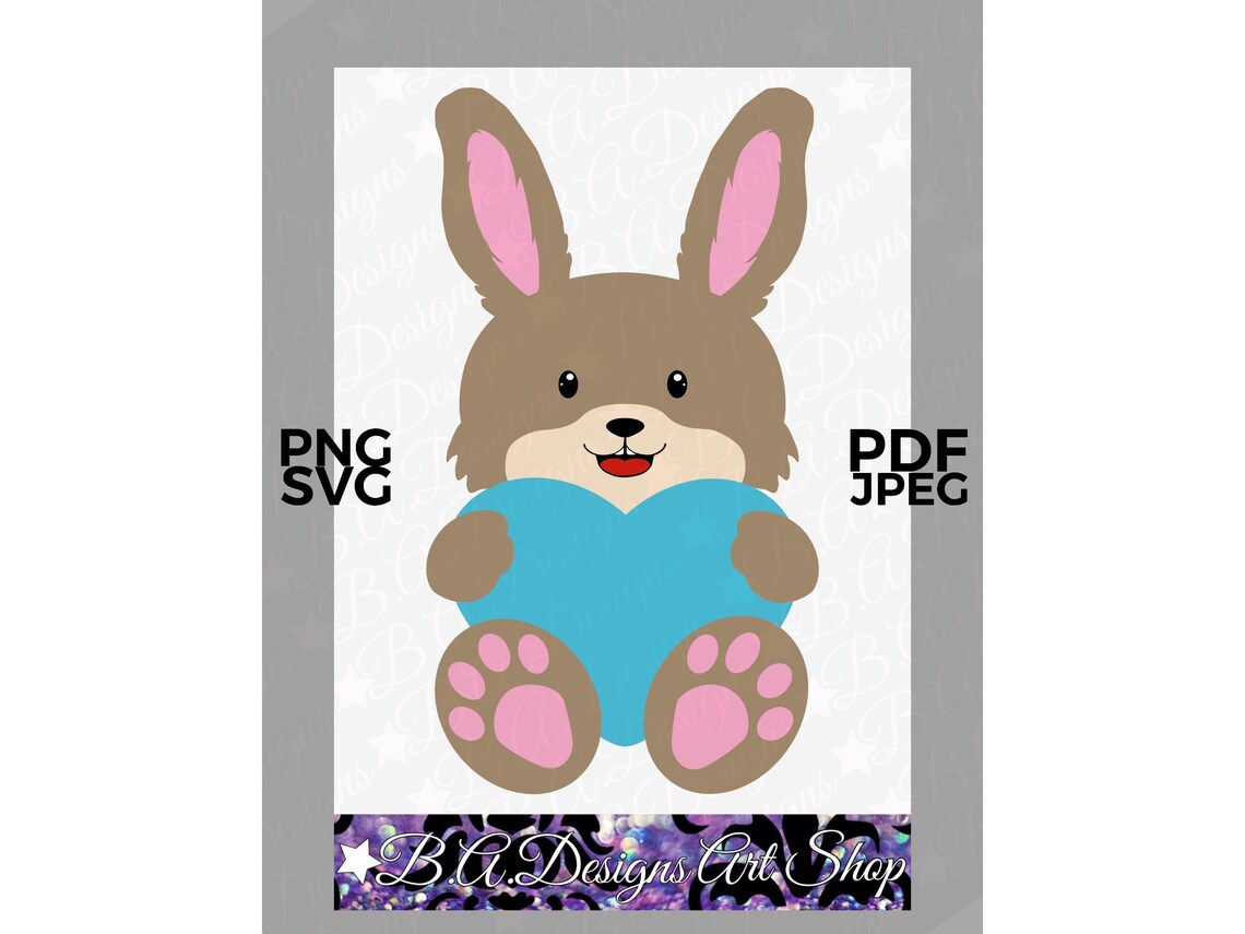 Baby Bunny Holding Heart Svg, PNG, Jpeg, Pdf, Baby Bunny Digital ...