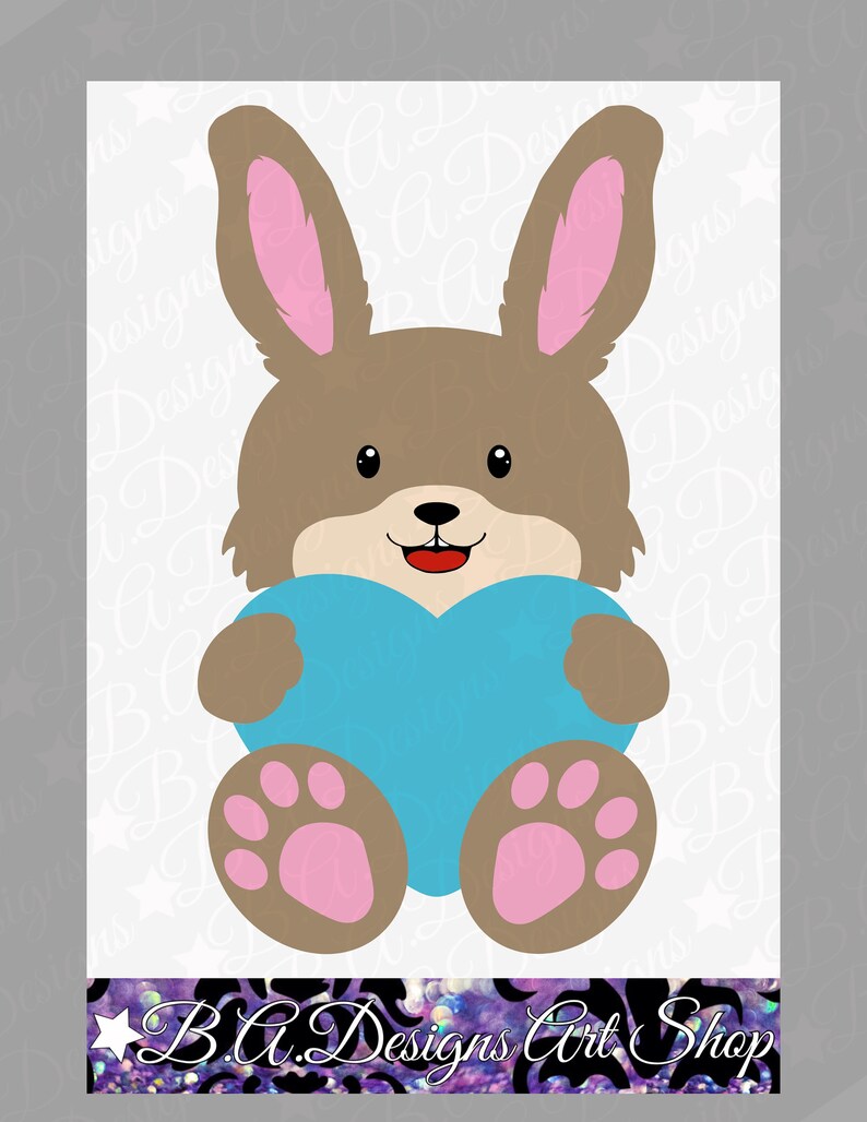 Baby Bunny Holding Heart Svg, PNG, Jpeg, Pdf, Baby Bunny Digital ...