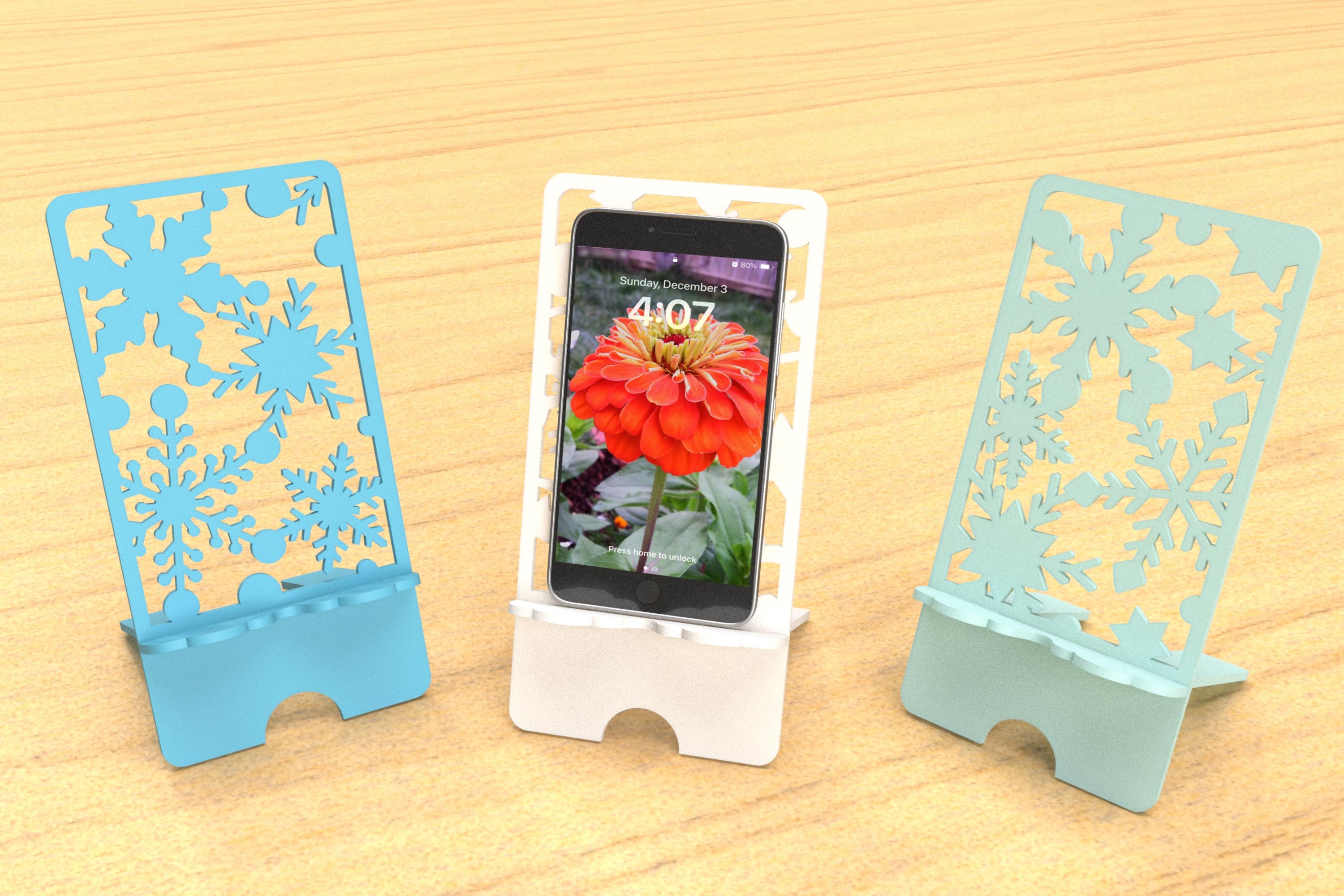 Three Snowflake Phone Stands SVG Files for Laser Cutting, CNC Router ...