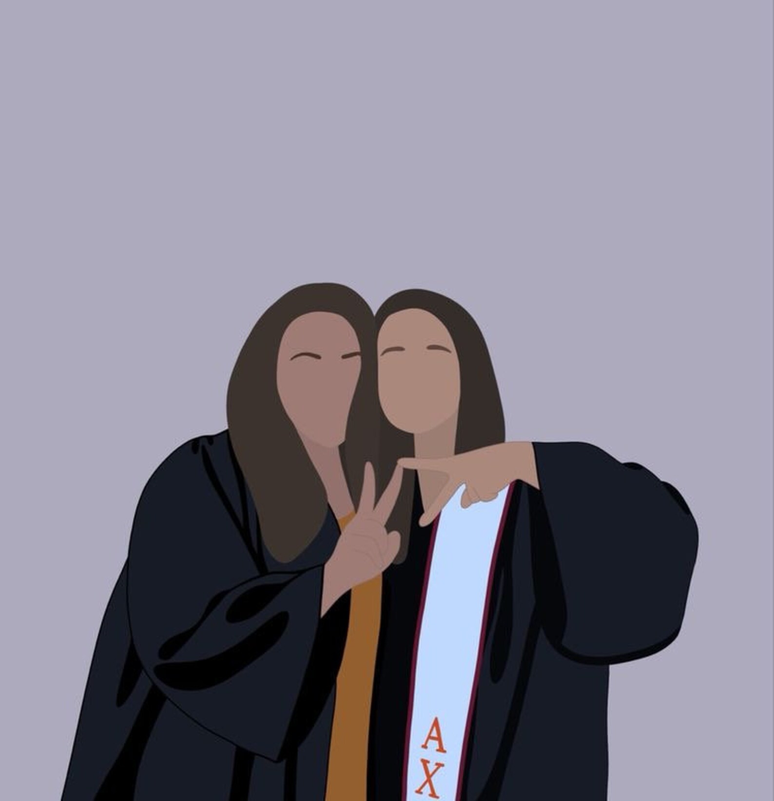 Digital Portrait Faceless of Graduation | Etsy