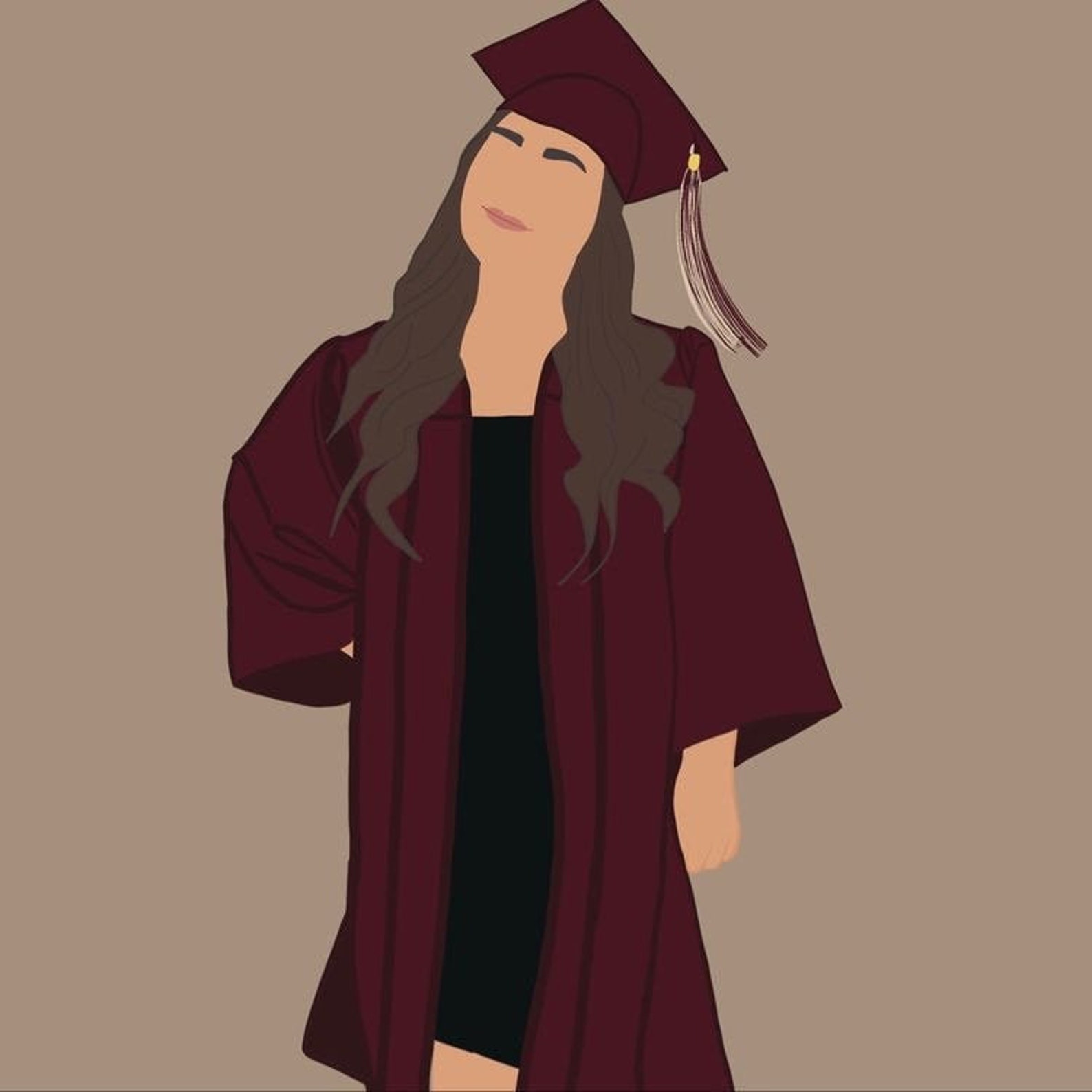 Digital Portrait Faceless of Graduation | Etsy