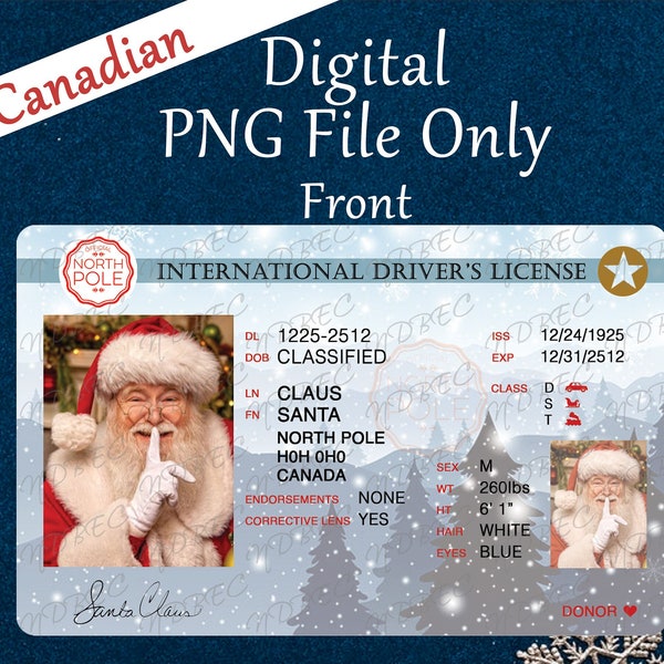 Santa Claus License PNG, RED ORNAMENT, Sublimation Designs, Instant ...