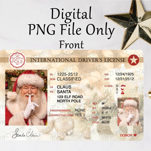 Santa Claus GOLD License PNG Sublimation Designs Instant - Etsy