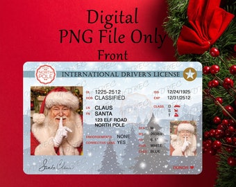 Santa Claus License PNG, RED ORNAMENT, Sublimation Designs, Instant ...