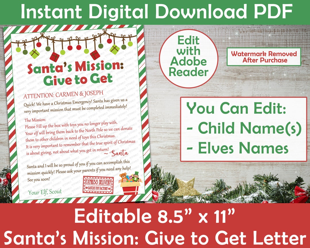 Santa's Mission: Give to Get- Elf and Santa Letter- Personalized ...