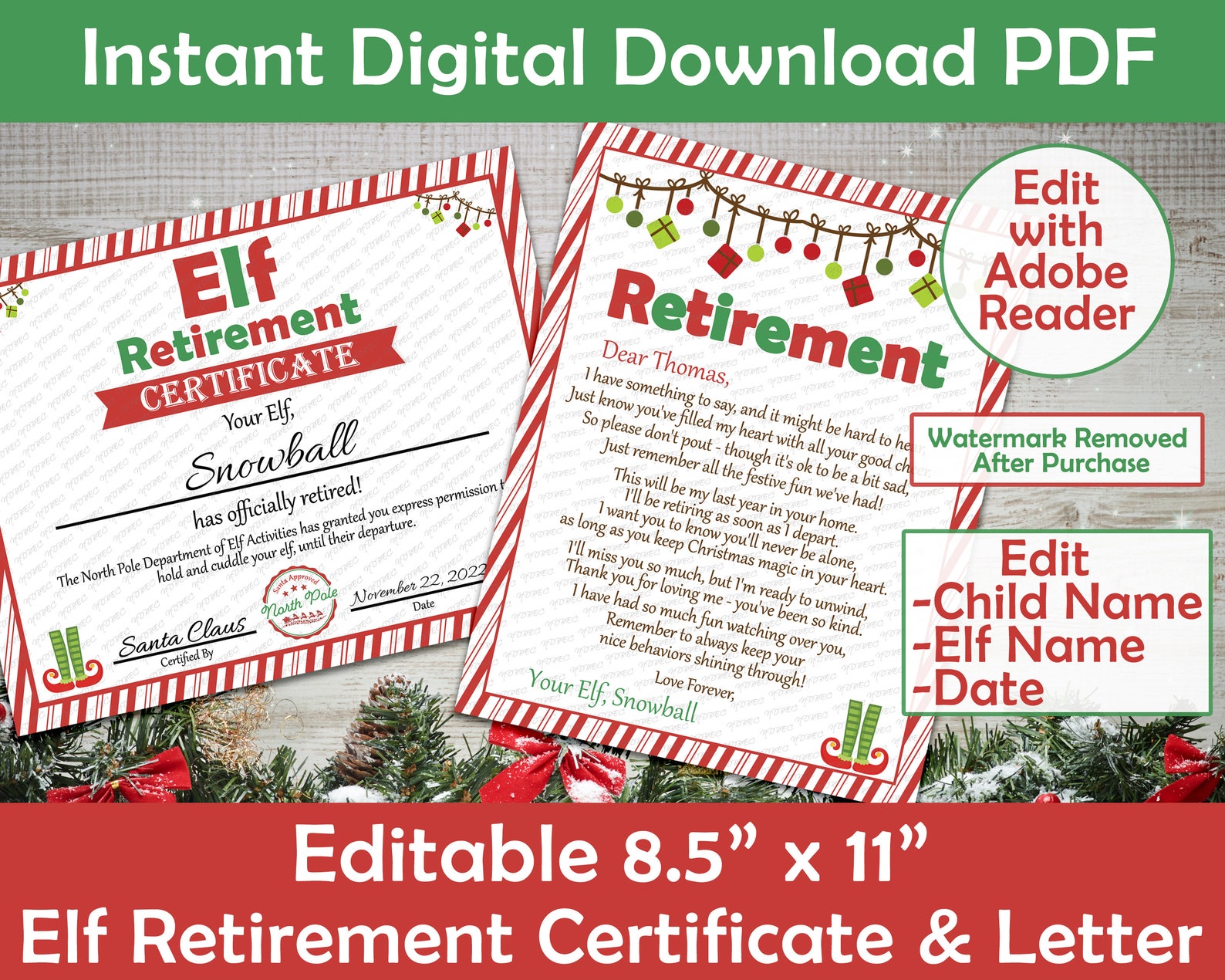 Editable Elf Retirement Letter | Digital Download + Printable | PDF ...