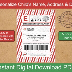 Editable Santa Shipping Label Template 5.5x7.5 | North Pole Mail ...